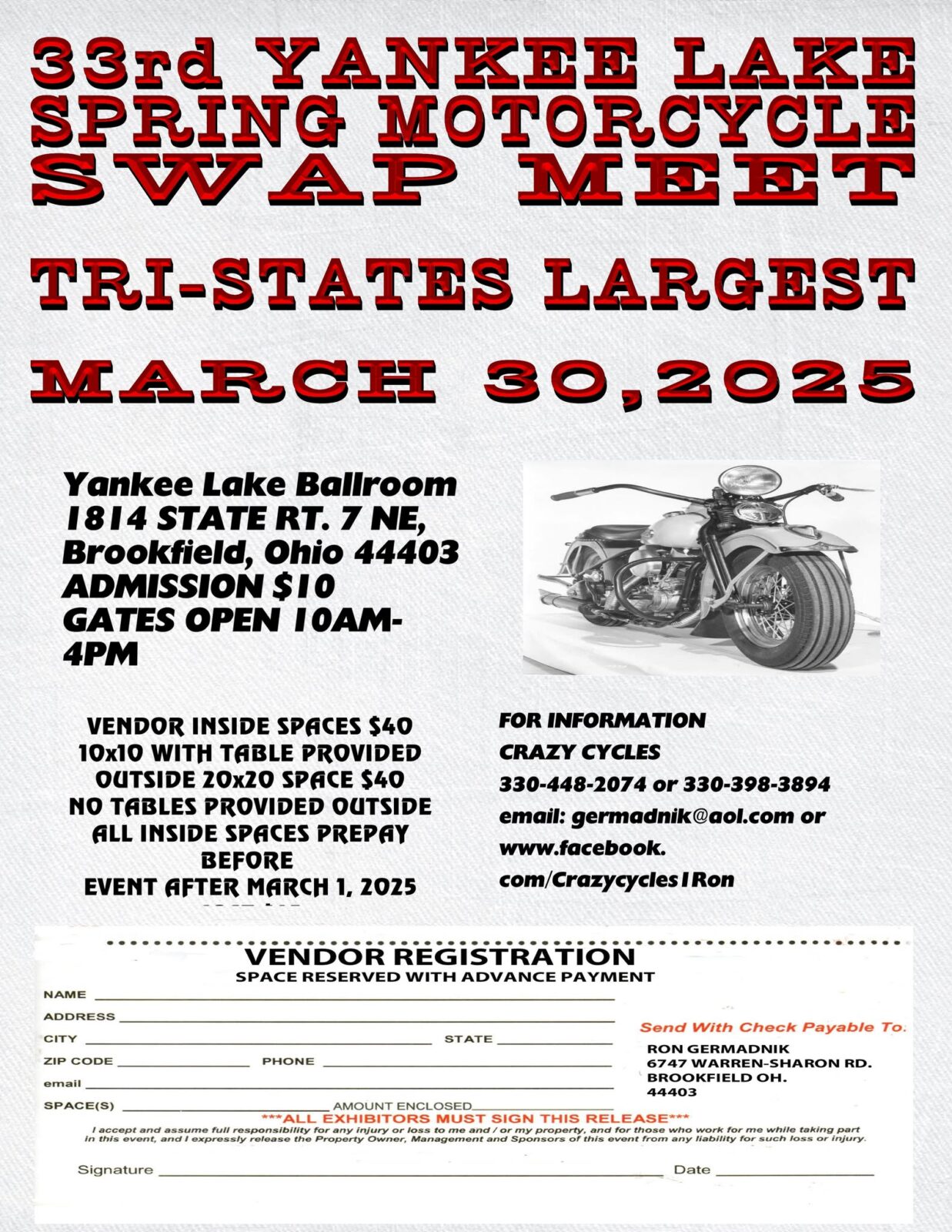 Yankee Lake Spring Swap Meet - ABATE of Ohio Inc.